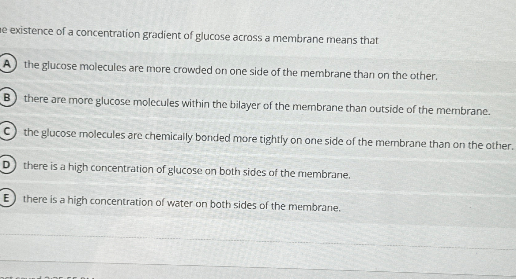 Solved existence of a concentration gradient of glucose | Chegg.com