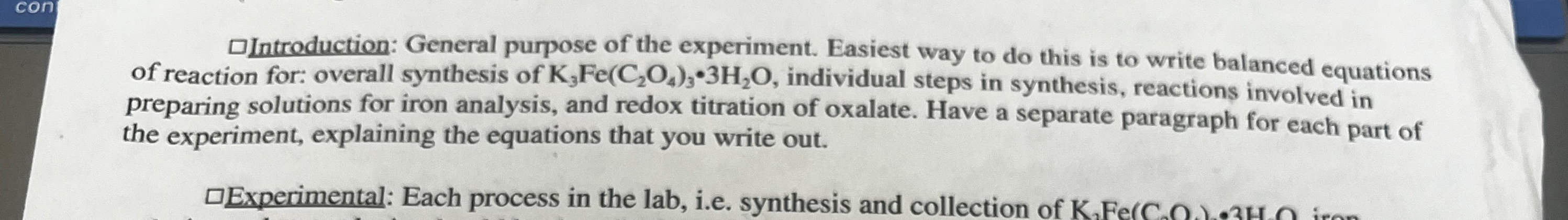 Solved Introduction: General purpose of the experiment. | Chegg.com