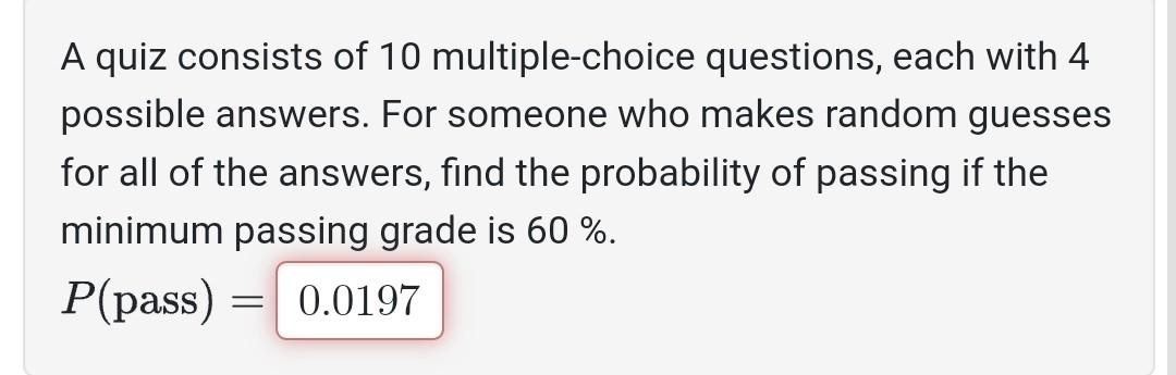 Solved A quiz consists of 10 multiple-choice questions, each | Chegg.com