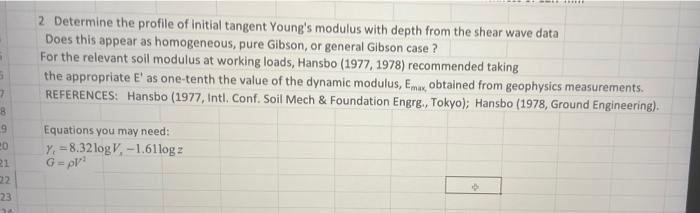2 Determine the profile of initial tangent Young's | Chegg.com