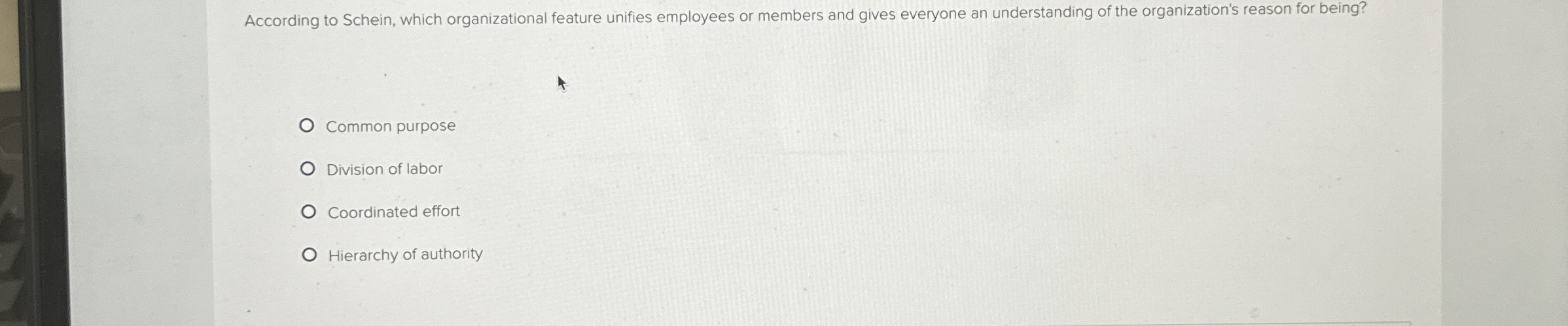 Solved According to Schein, which organizational feature | Chegg.com