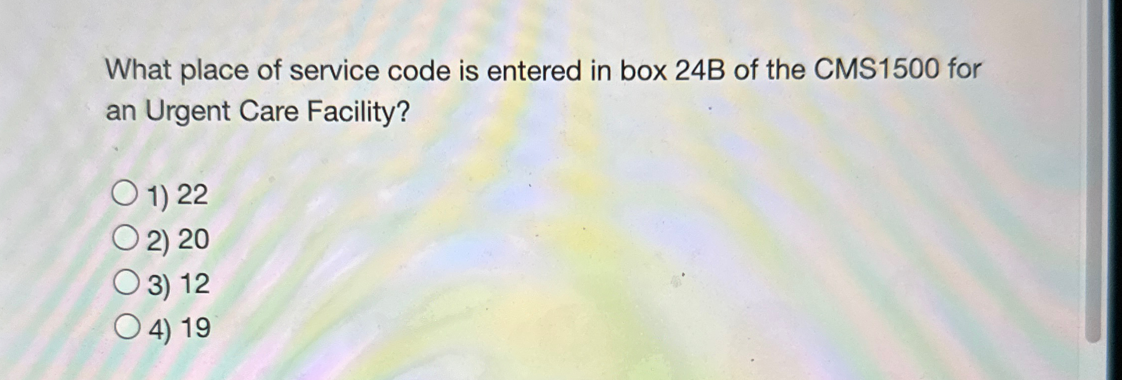 Solved What place of service code is entered in box 24B of | Chegg.com