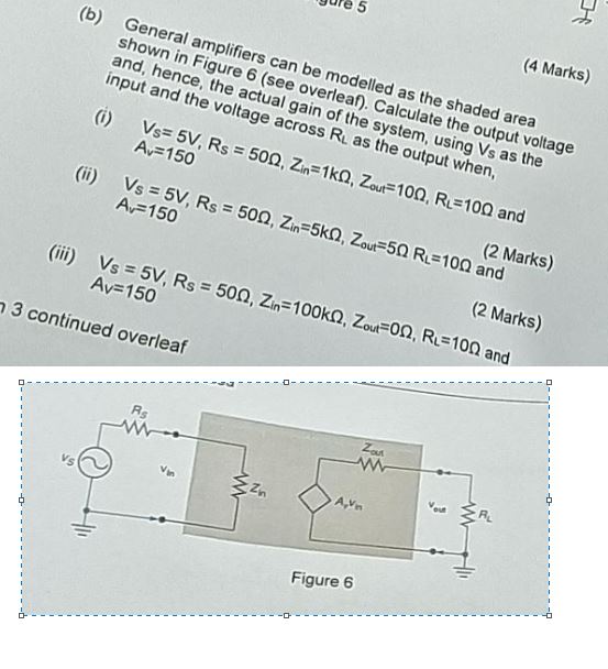 Solved (b) ﻿General amplifiers can be modelledshown in | Chegg.com