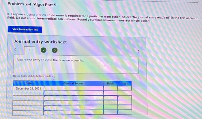 Solved Required information Problem 2-4 (Algo) Accounting | Chegg.com
