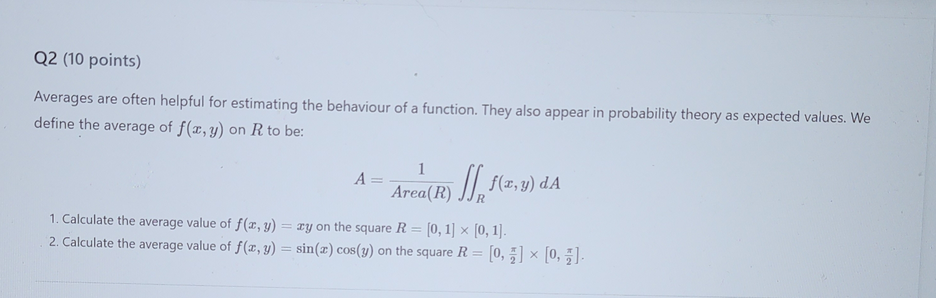 Solved Q2 (10 ﻿points)Averages are often helpful for | Chegg.com