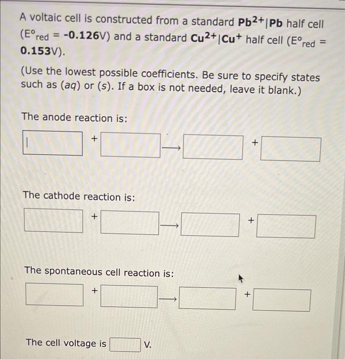 Solved A voltaic cell is constructed from a standard Sn2+ Sn | Chegg.com