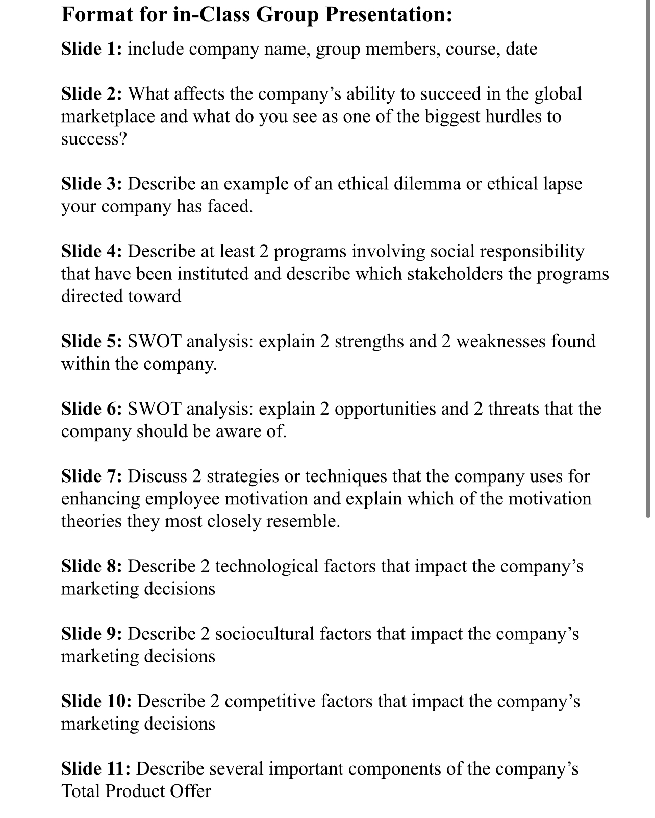 Solved Format for in-Class Group Presentation:Slide 1: | Chegg.com