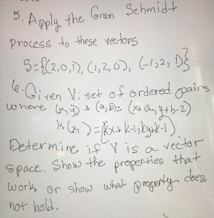 Solved 3. Apply the Gran Schmidt process to these rectors | Chegg.com