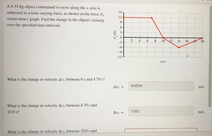 Solved A 6.35-kg object constrained to move along the x-axis | Chegg.com