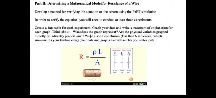 Solved Part II: Determining a Mathematical Model for | Chegg.com
