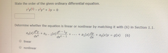 Solved State The Order Of The Given Ordinary Differential