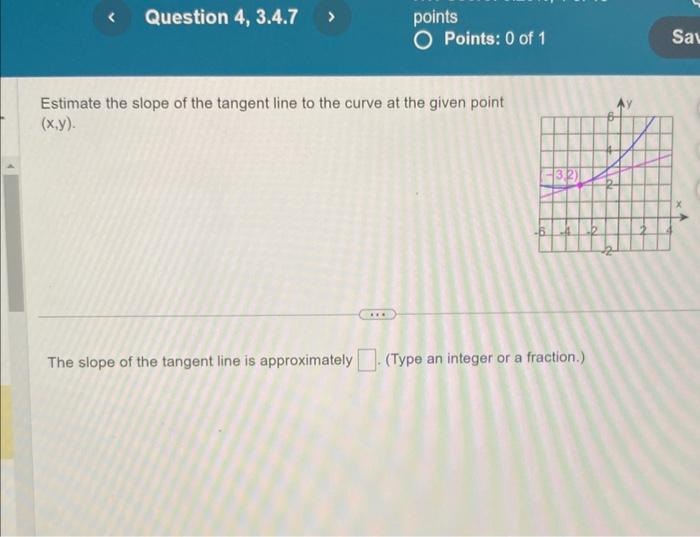 Solved Estimate the slope of the tangent line to the curve | Chegg.com