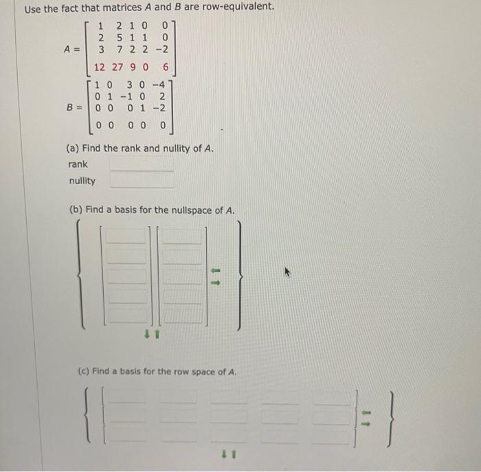 Solved Use the fact that matrices A and B are | Chegg.com