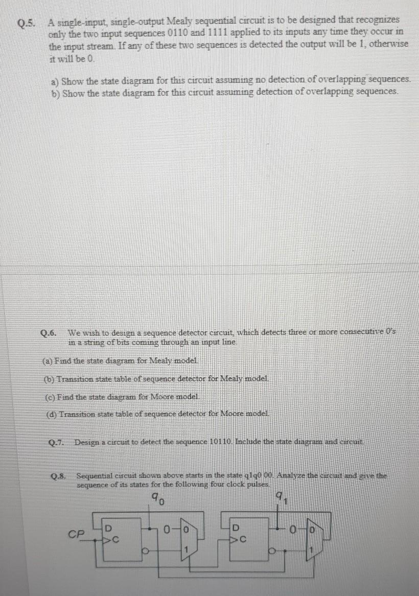 Solved 0.5. A single-input, single-output Mealy sequential | Chegg.com