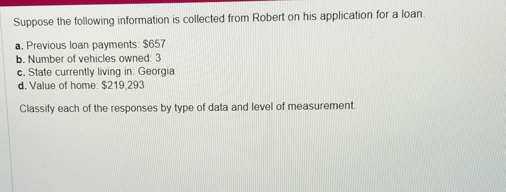 Solved Suppose the following information is collected from | Chegg.com