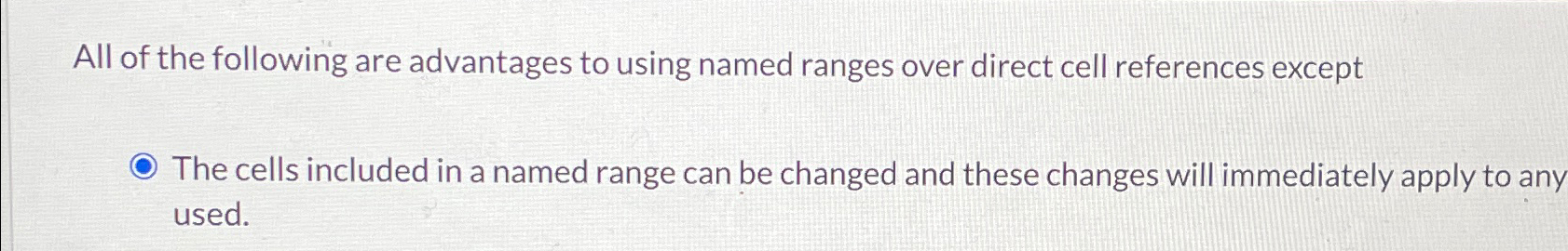Solved All of the following are advantages to using named | Chegg.com