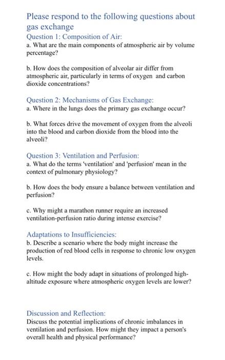 Solved Please respond to the following questions about gas | Chegg.com