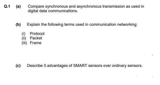 Solved Q. 1 (a) ﻿Compare synchronous and asynchronous | Chegg.com