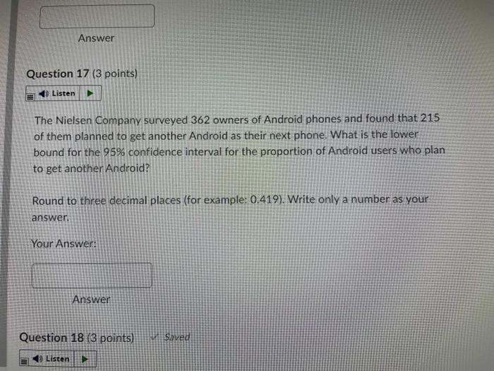 Solved Answer Question 17 (3 points) Listen The Nielsen | Chegg.com