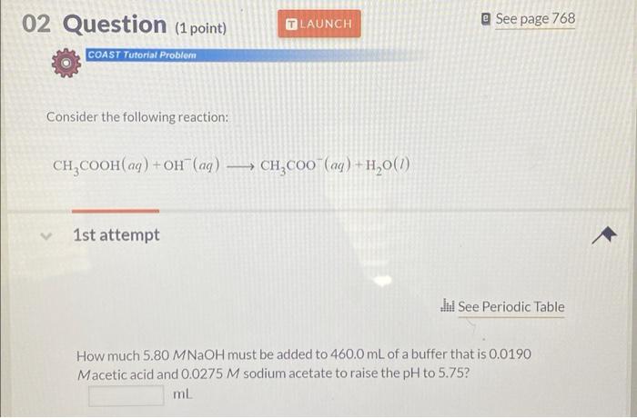 Solved DLAUNCH @ See page 768 02 Question (1 point) COAST | Chegg.com