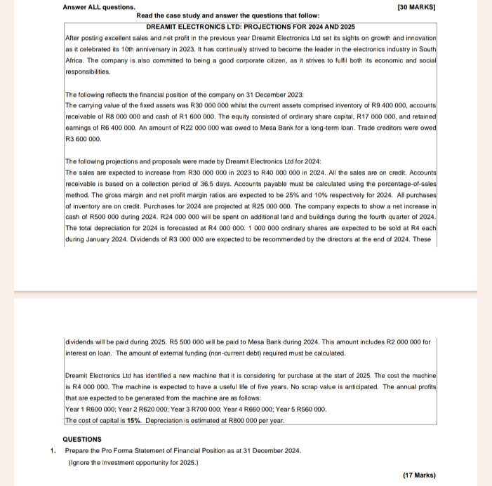 Solved Answer ALL questions.[30 ﻿MARKS]Read the case study | Chegg.com