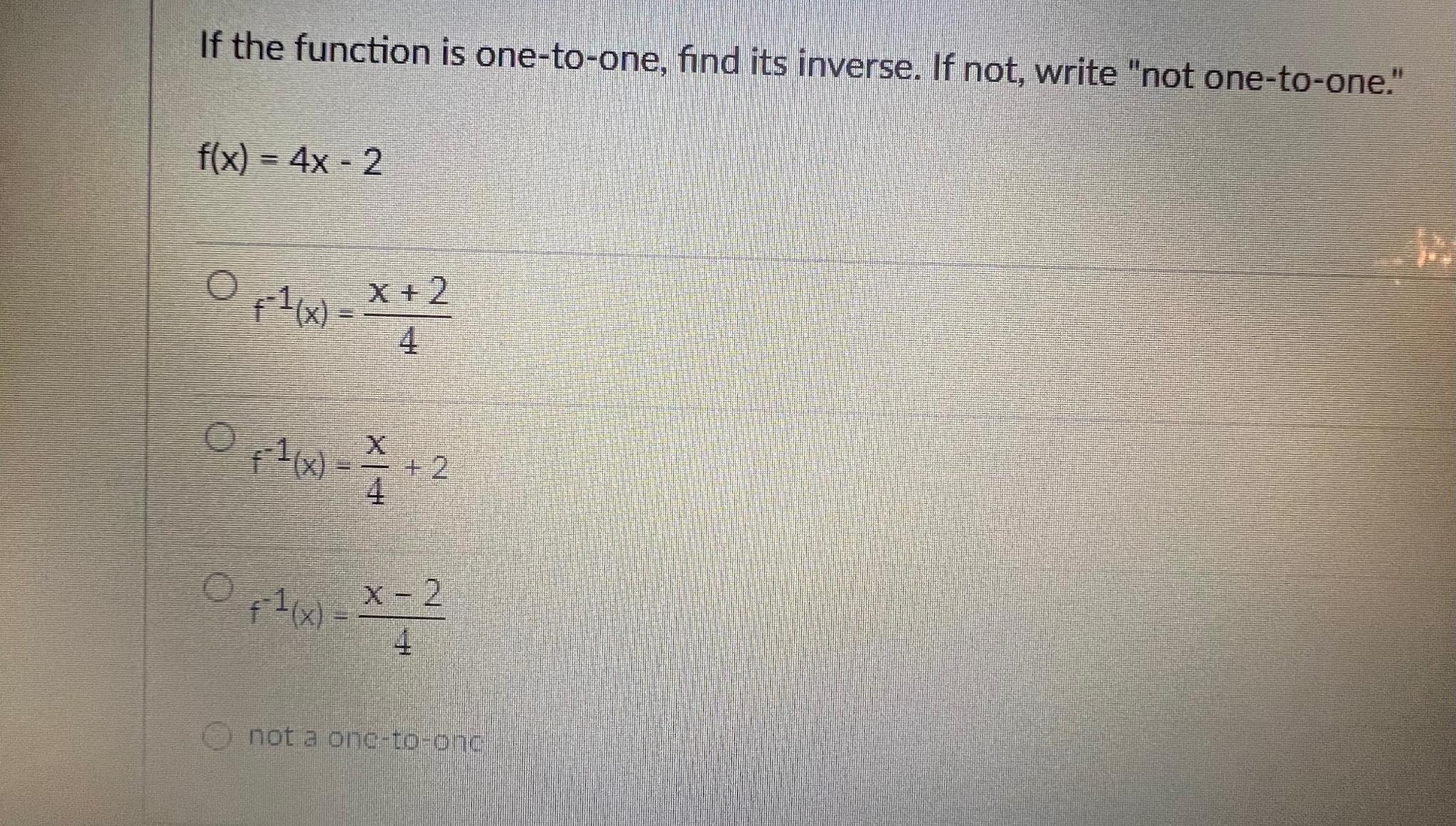 Solved If the function is one-to-one, find its inverse. If | Chegg.com