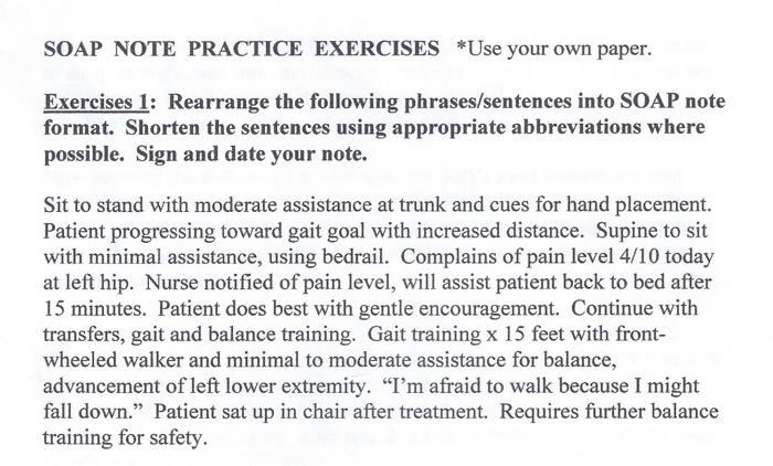 Solved SOAP NOTE PRACTICE EXERCISES *Use your own paper. | Chegg.com