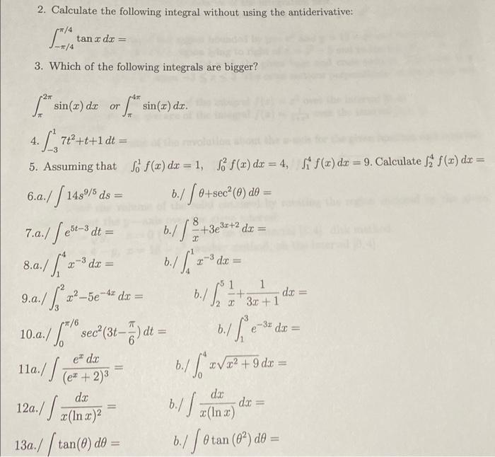Solved 2. Calculate the following integral without using the | Chegg.com