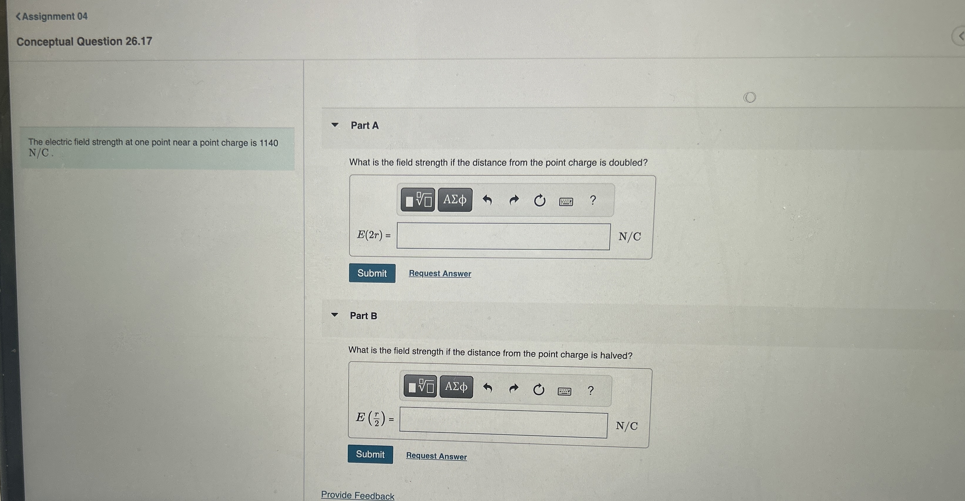 Solved E(r2), NC NC.Part AWhat is ﻿the field strength if | Chegg.com
