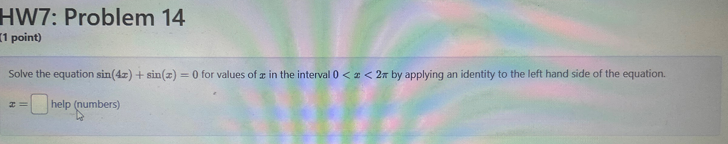 Solved HW7: Problem 14(1 ﻿point)Solve the equation | Chegg.com