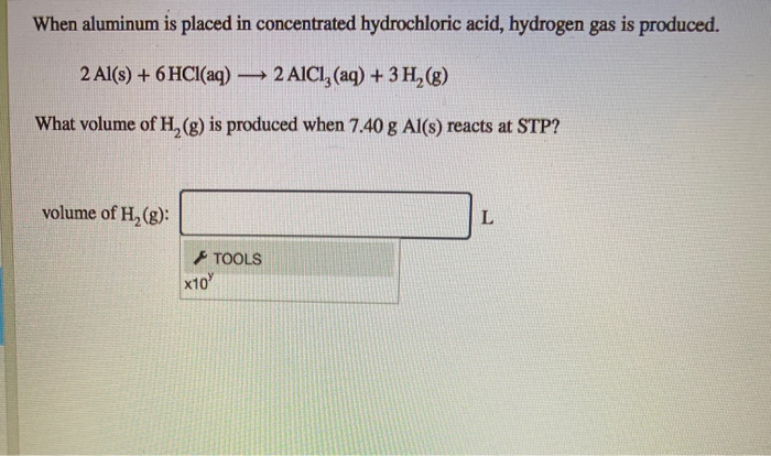 Solved When aluminum is placed in concentrated hydrochloric | Chegg.com