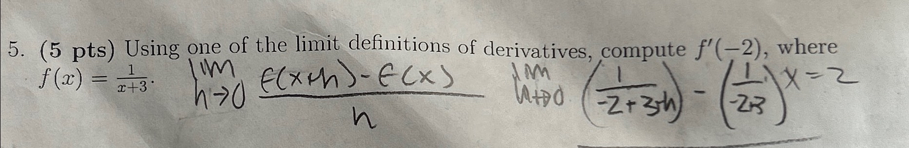 Solved Using one of the limit definitions of derivatives, | Chegg.com