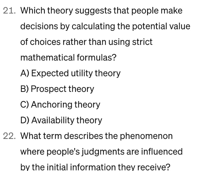 Solved Which theory suggests that people make decisions by | Chegg.com