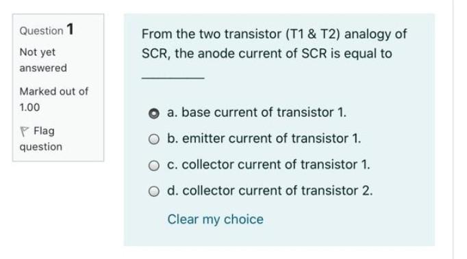 Solved From the two transistor (T1 & T2) analogy of SCR, the | Chegg.com