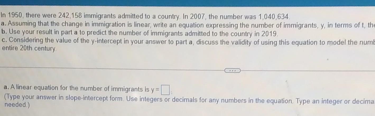 Solved In 1950, there were 242,158 immigrants admitted to a | Chegg.com