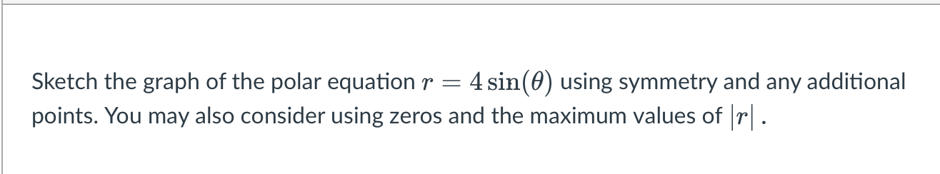 Solved Sketch the graph of the polar equation r=4sin(θ) | Chegg.com