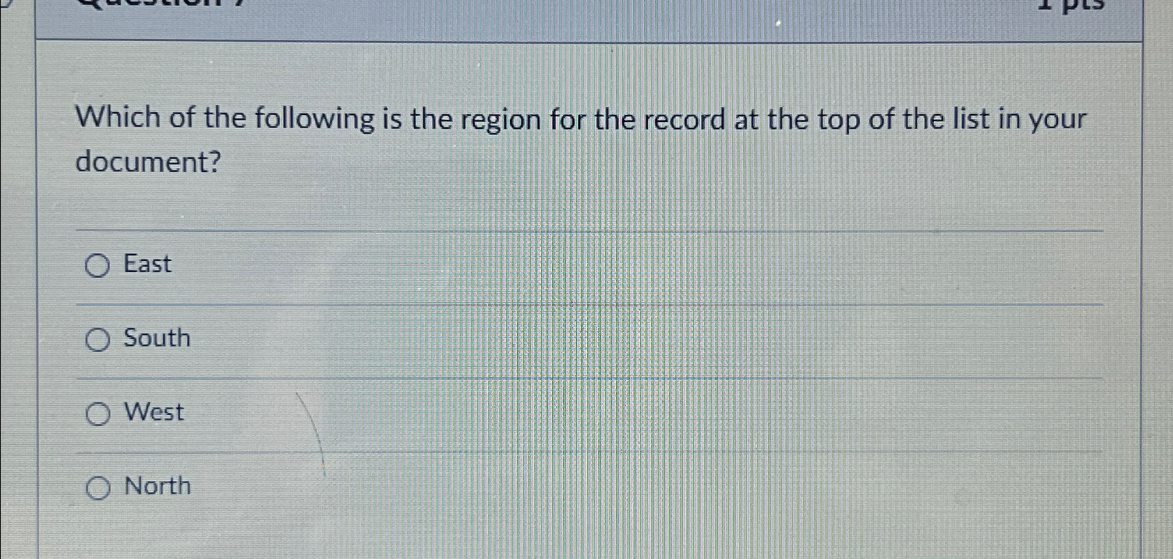 Solved Which of the following is the region for the record | Chegg.com
