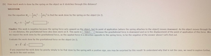 Solved () How much work is done by the spring on the object | Chegg.com