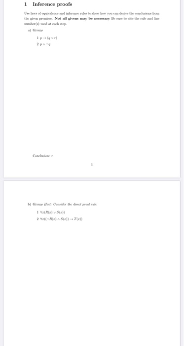 Solved Use laws of equivalence and inference rules to show | Chegg.com