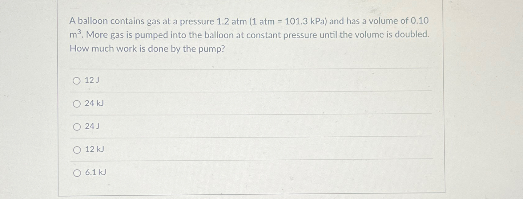 Solved A balloon contains gas at a pressure ) ﻿and has a | Chegg.com