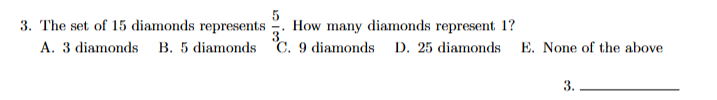 Solved The set of 15 ﻿diamonds represents (5)/(3). ﻿How many | Chegg.com