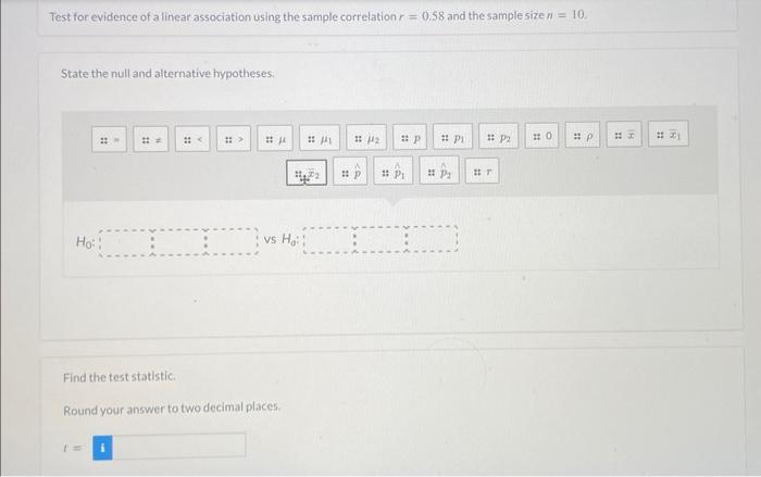 Solved Test for evidence of a linear association using the | Chegg.com