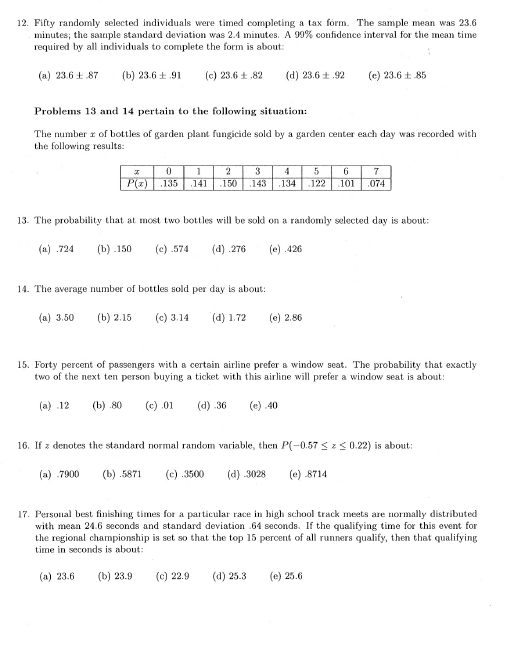 Solved Problems 1 Through 3 Pertain To The Following Sample 
