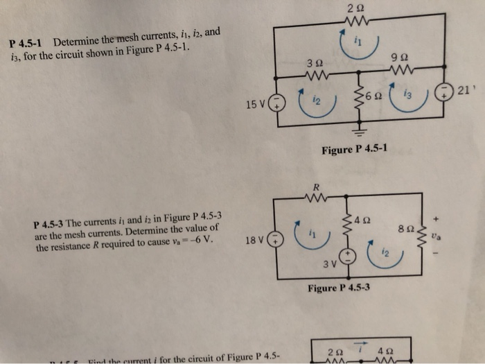 Solved 222 P 4.5-1 Determine the mesh currents, ii, i2, and | Chegg.com