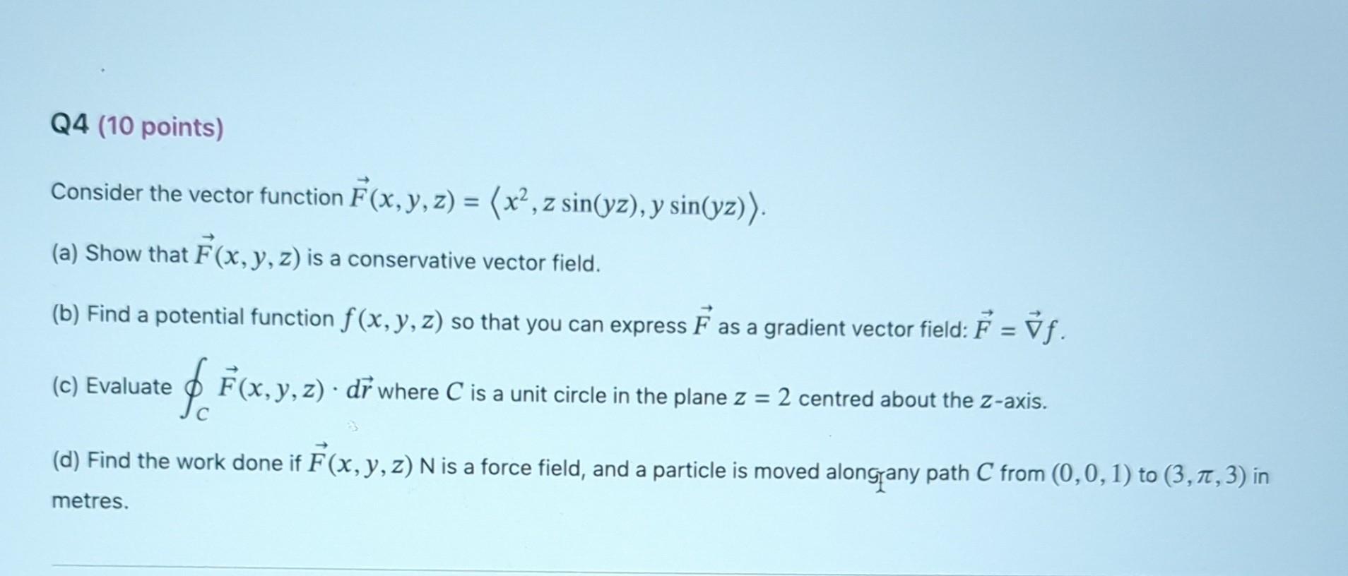 Solved Consider the vector function | Chegg.com