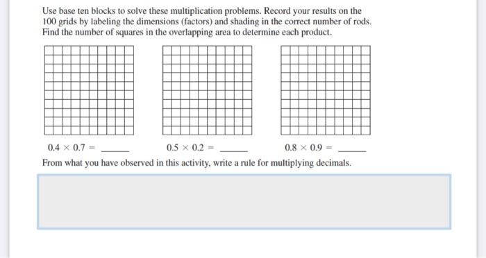 Solved Use base ten blocks to solve these multiplication | Chegg.com