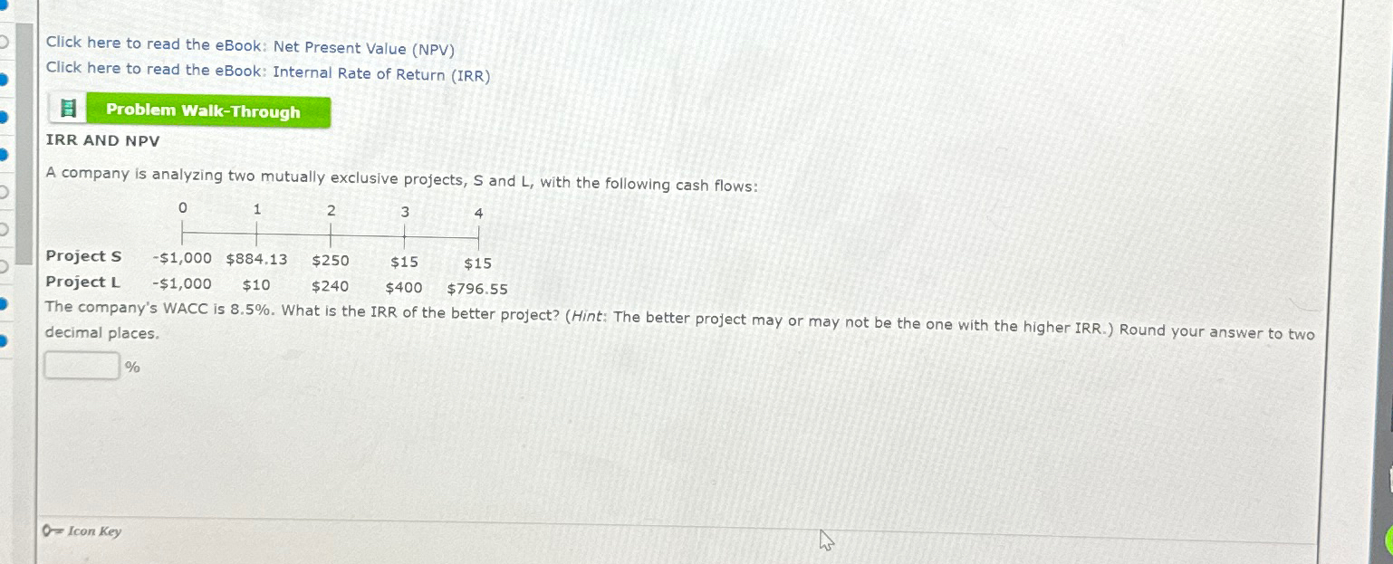 Solved Click here to read the eBook: Net Present Value | Chegg.com