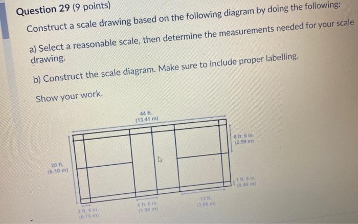 Solved Question 29 (9 points) Construct a scale drawing | Chegg.com