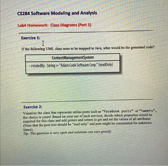 Solved CS284 Software Modeling and Analysis Lab4 Homework: | Chegg.com