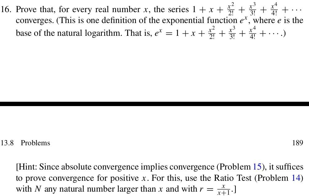 Solved 6. Prove that, for every real number x, the series | Chegg.com